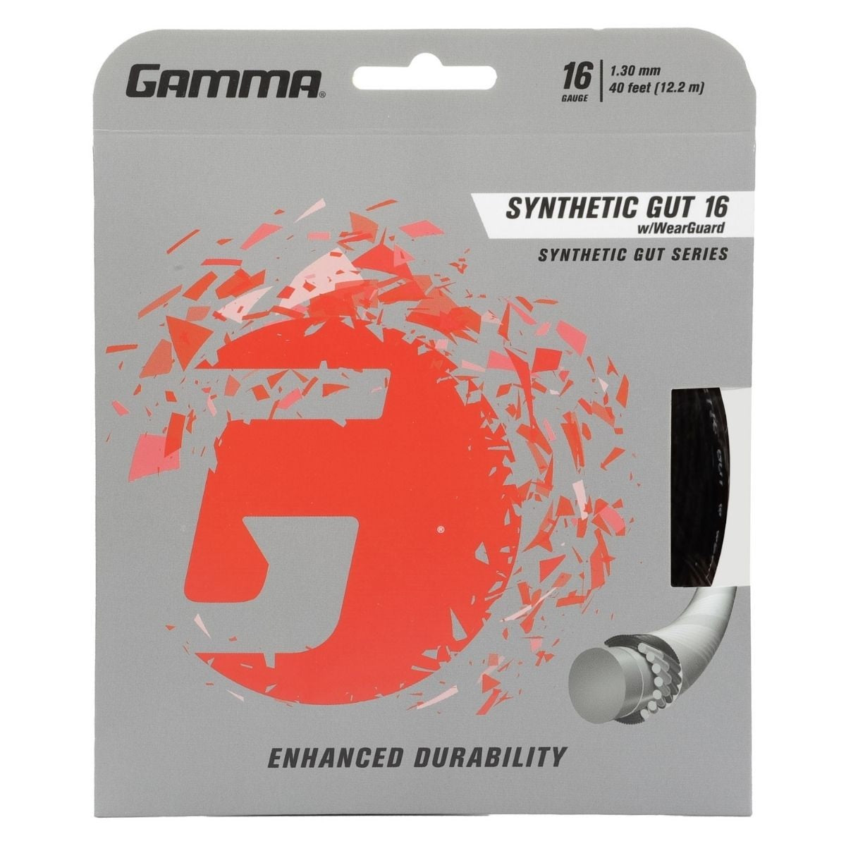 Gamma Synthetic 16/1.30 with Wearguard Tennis String (Black ...