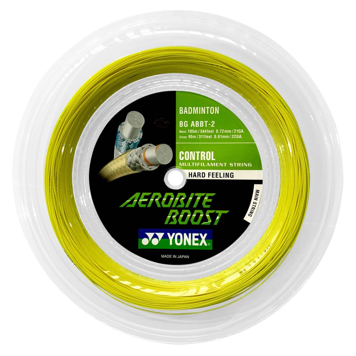 Yonex BG Aerobite Boost Hybrid Badminton String Reel (Grey/Yellow ...